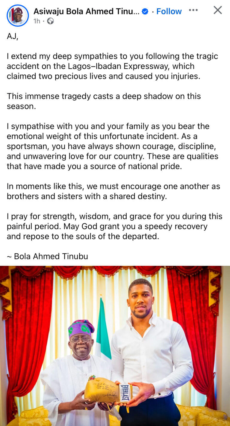 Mr P na Perezida Tinubu mu bashenguwe n’impanuka ya Anthony Joshua